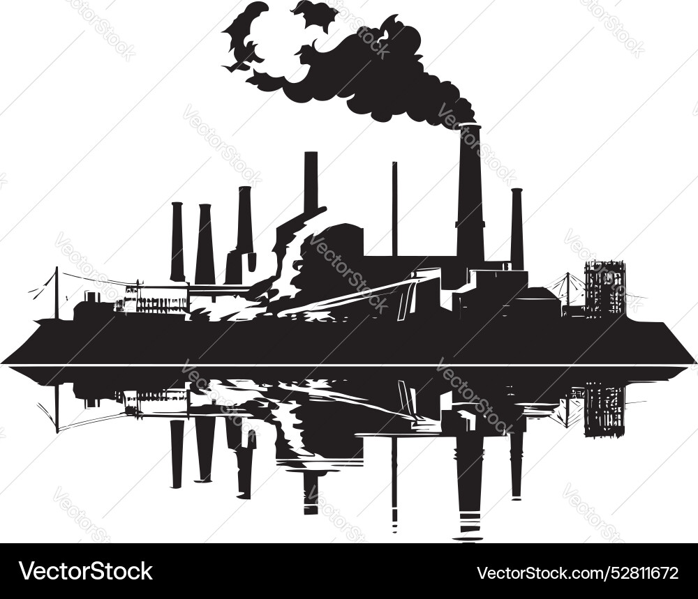 Polluted river logo water and air pollution icon Vector Image