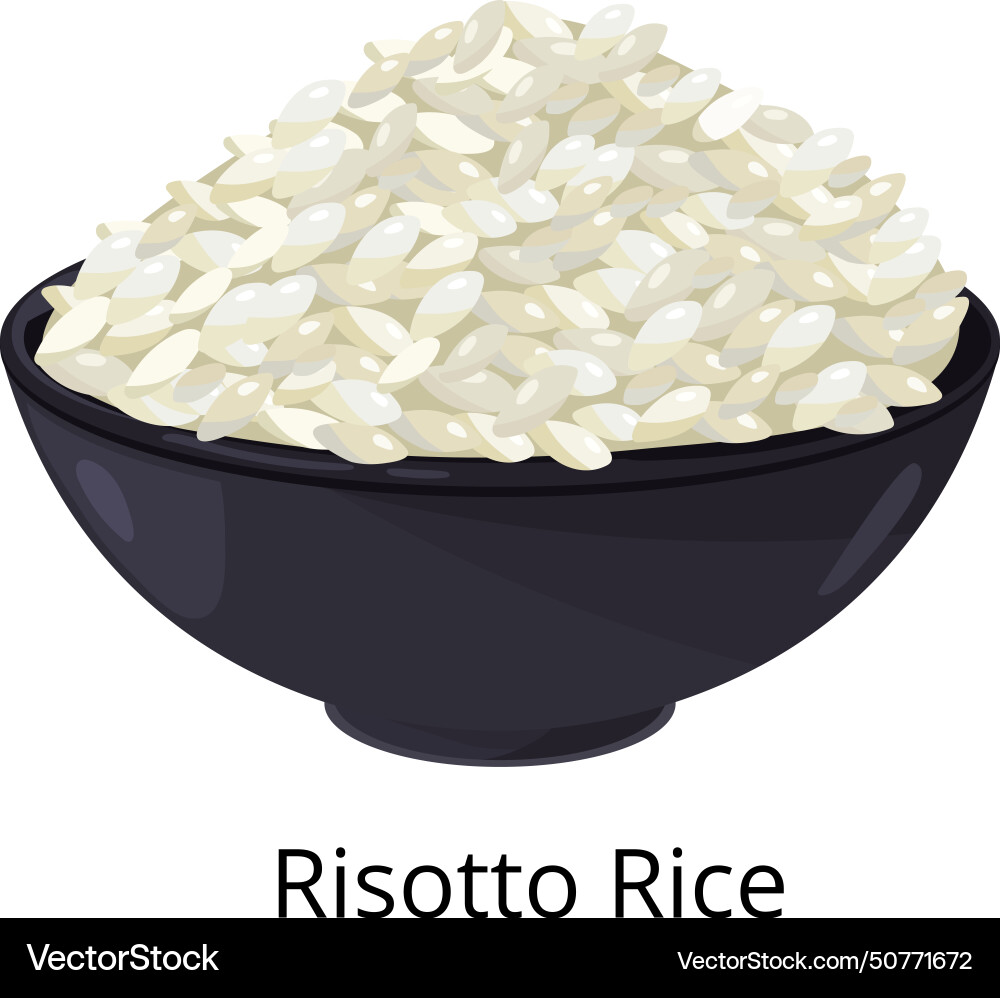 Risotto rice dish white grain bowl icon Royalty Free Vector