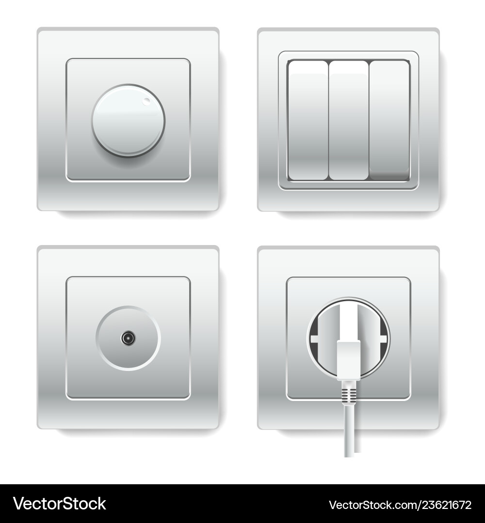 Sockets and electric plug outlets 3d Royalty Free Vector