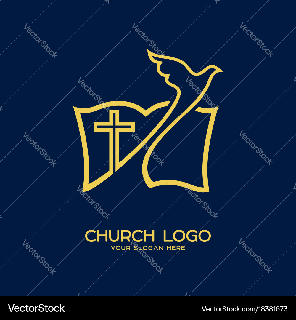 Christian Symbol - Cross & Dove Royalty Free Vector