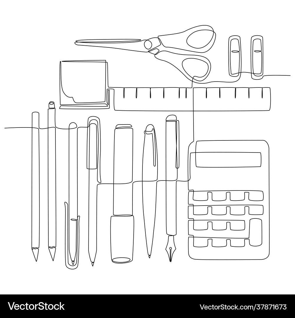 Continuous line drawing writing tool school Vector Image
