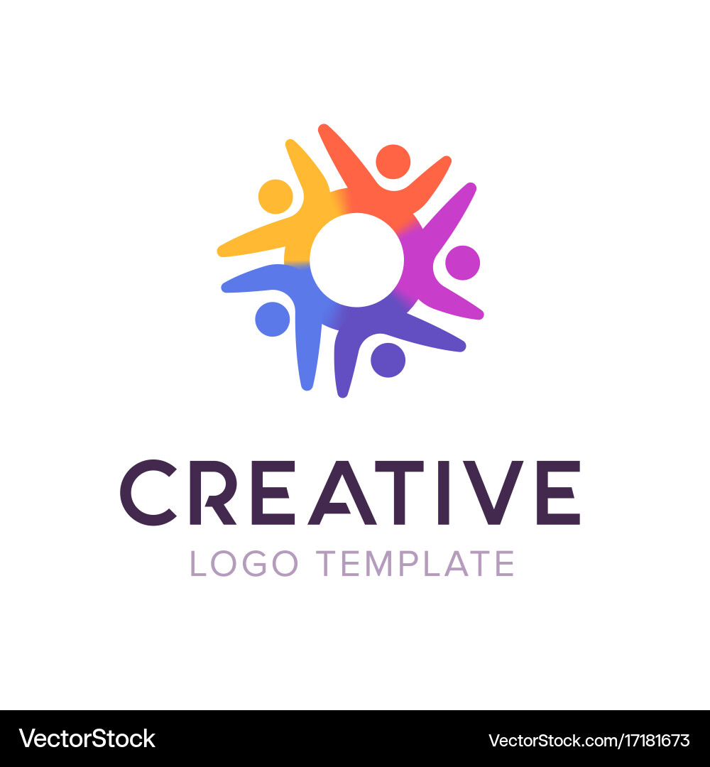 Creative connect people logo family template Vector Image