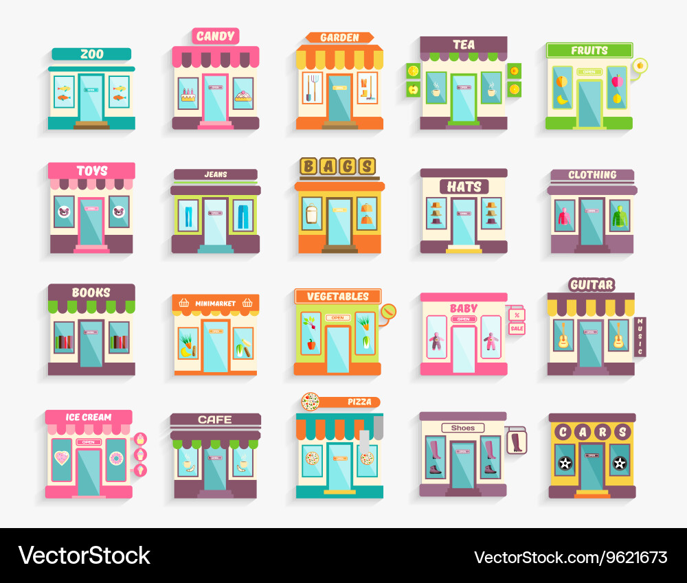 Different stores and shops icons set boutique Vector Image