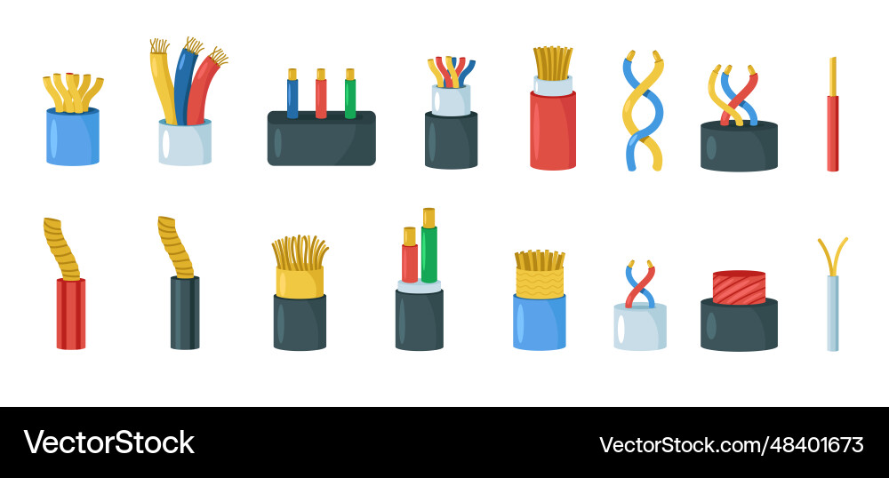 Electric cable isolation wiring circuit and power Vector Image