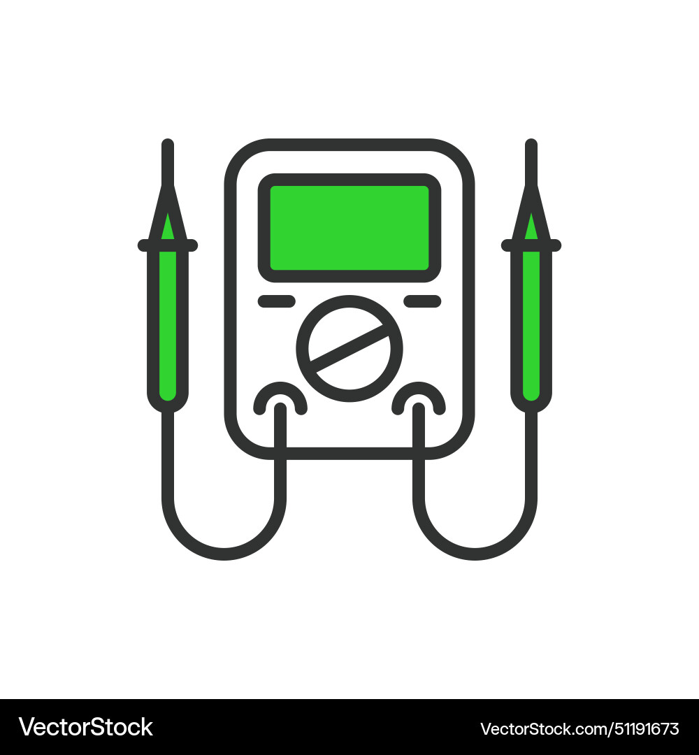 Electrical tester in line design green Royalty Free Vector