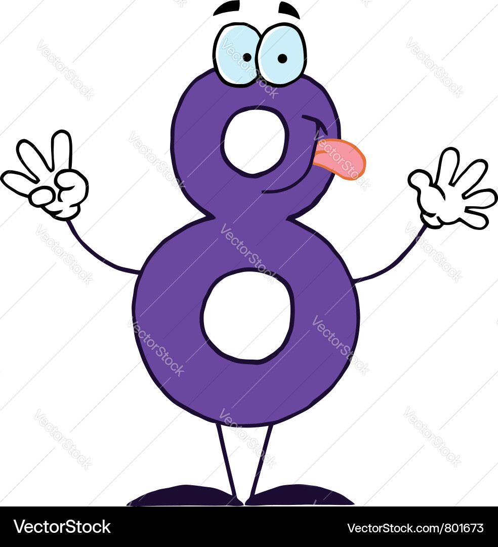Funny cartoon numbers-8 Royalty Free Vector Image