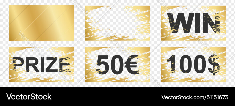 Gold scratch card surfaces with new and scraped Vector Image