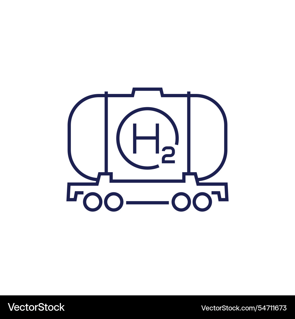 Hydrogen tank wagon line icon cargo train tanker Vector Image