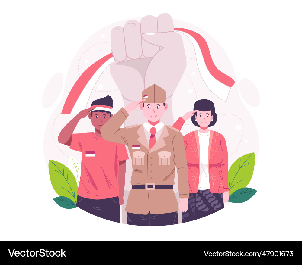 Indonesia independence day concept young people Vector Image