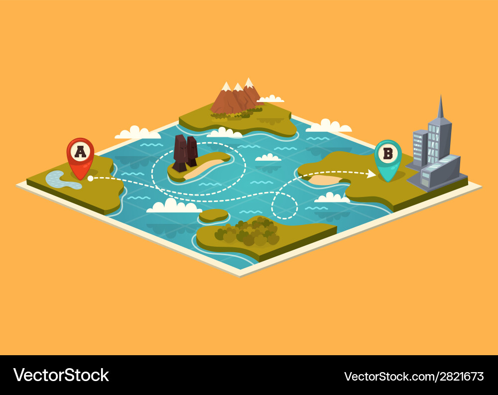 Map with pointers Royalty Free Vector Image - VectorStock