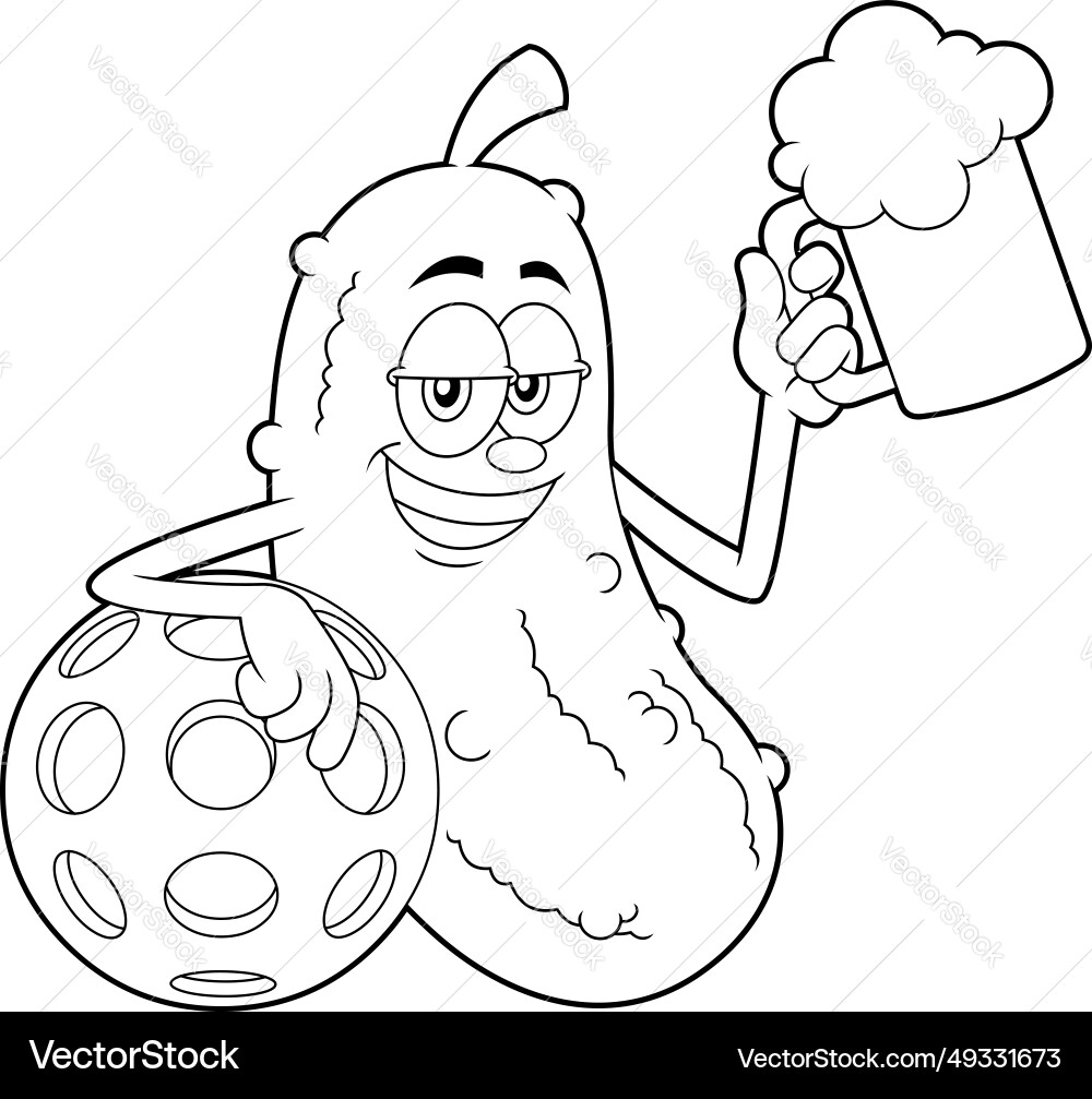 Outlined funny pickle cartoon character Royalty Free Vector