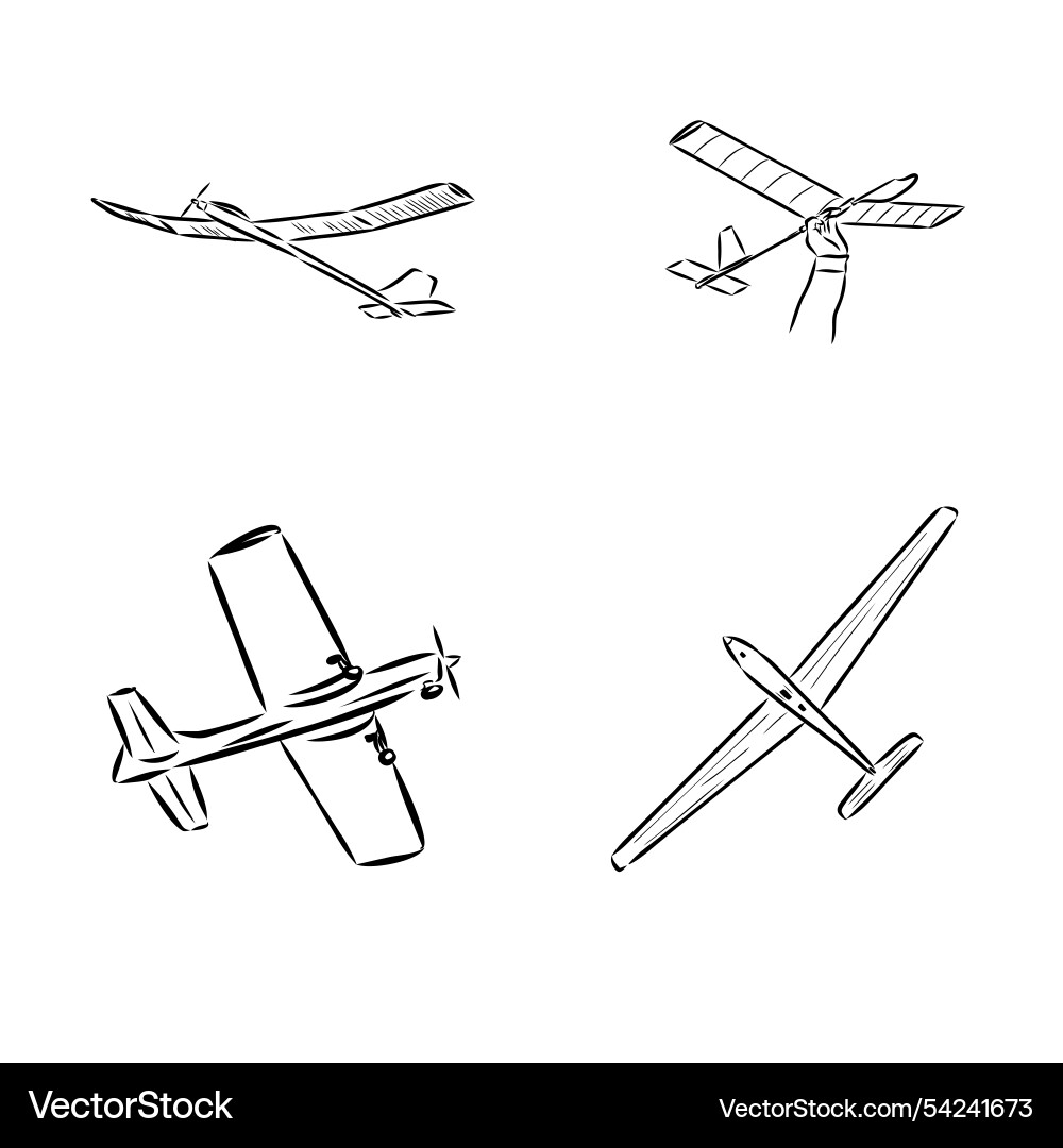 Plane drawing on white background airplane model Vector Image