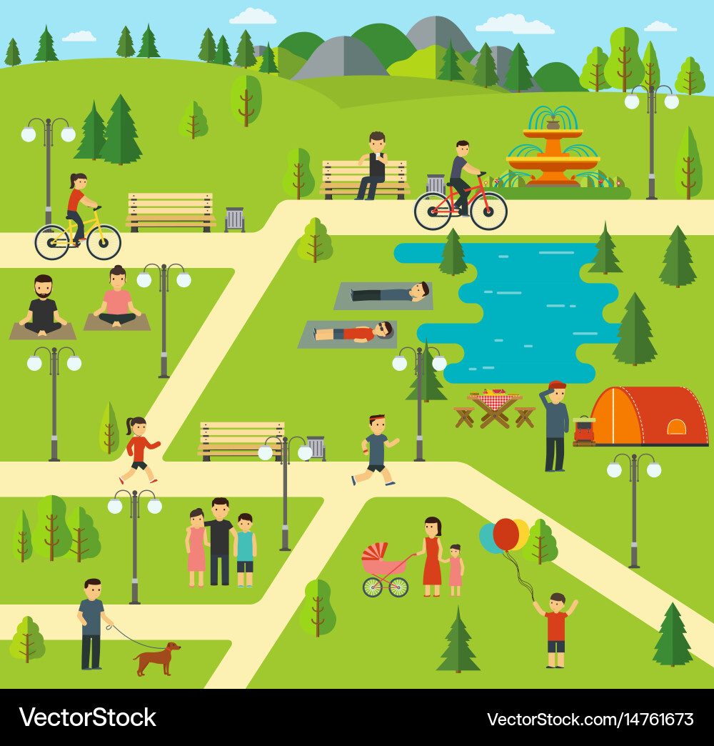 Public park camping Royalty Free Vector Image - VectorStock