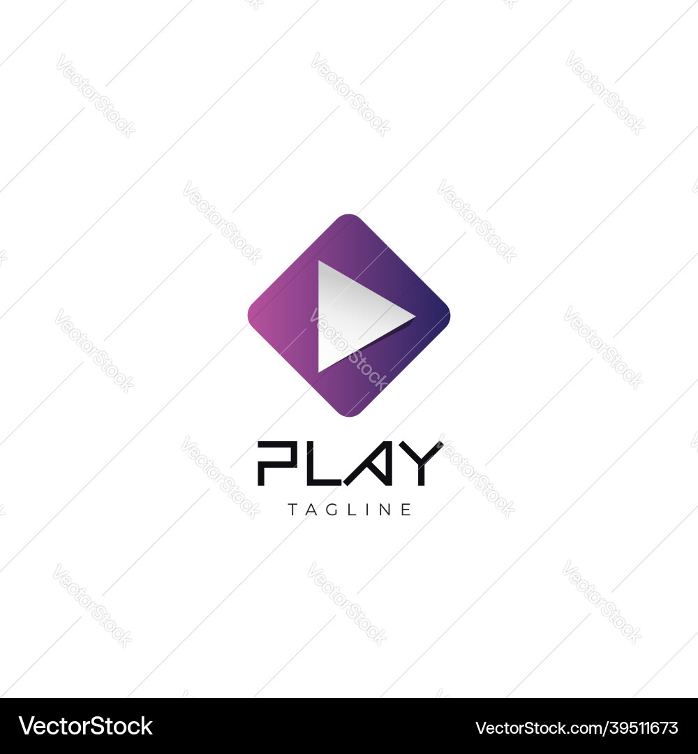 Purple play button logo icon design template Vector Image