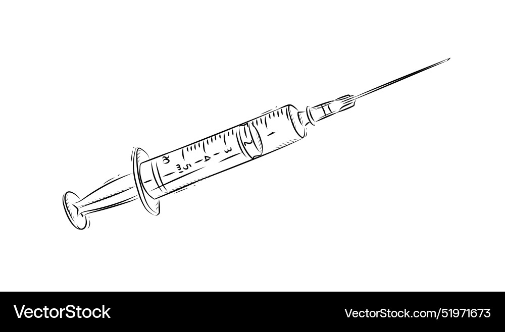 Regular syringe for medical purposes drawing Vector Image