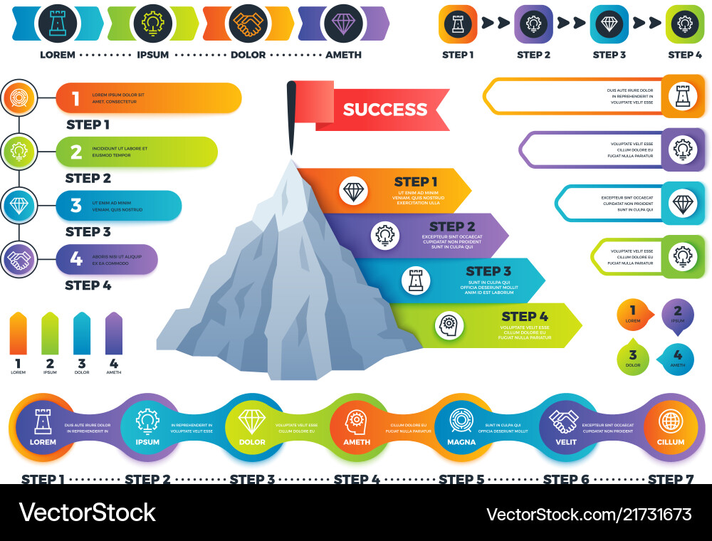 Step infographics pyramid graph with process Vector Image