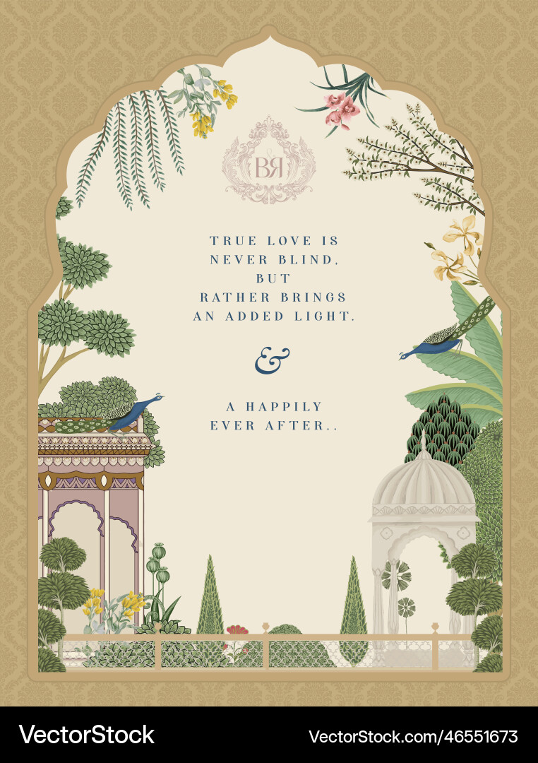 Traditional indian mughal wedding card design Vector Image
