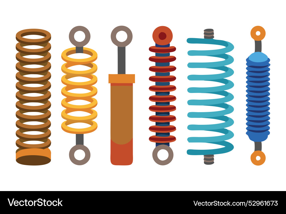 Various types of springs set on white background Vector Image