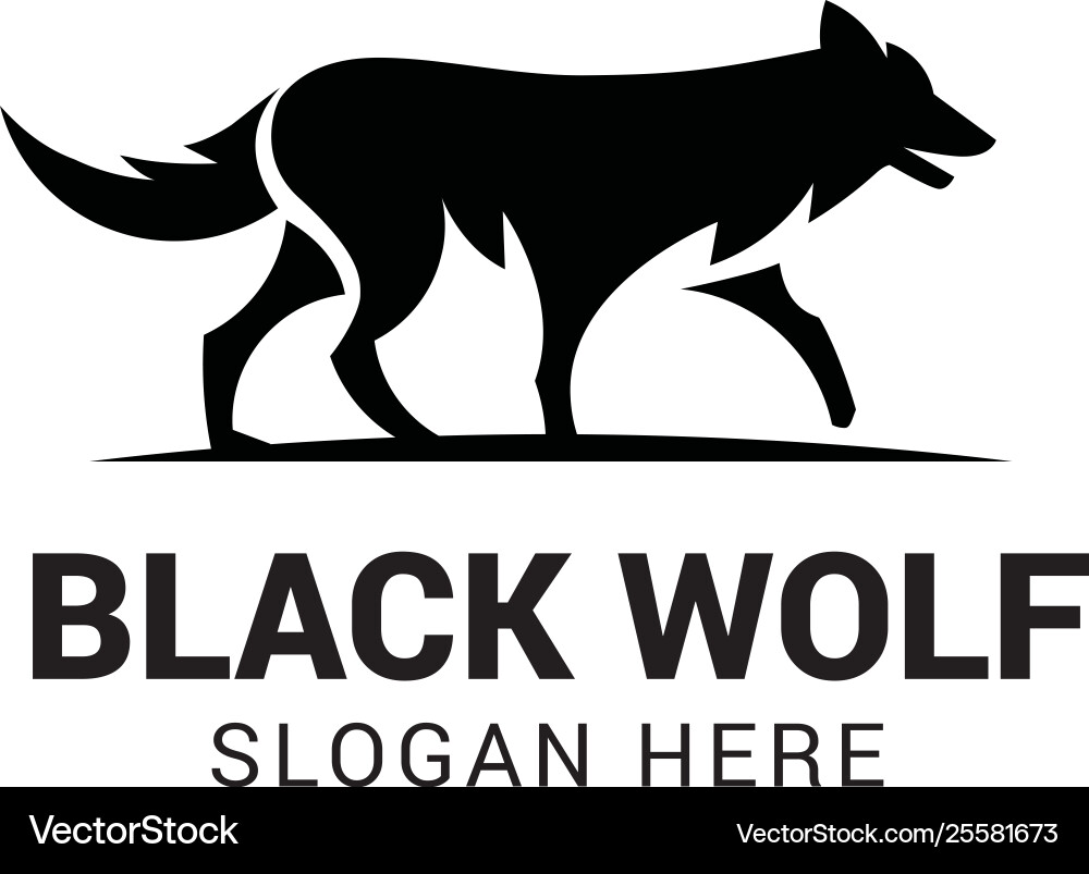 Wolf walking logo template isolated on white Vector Image