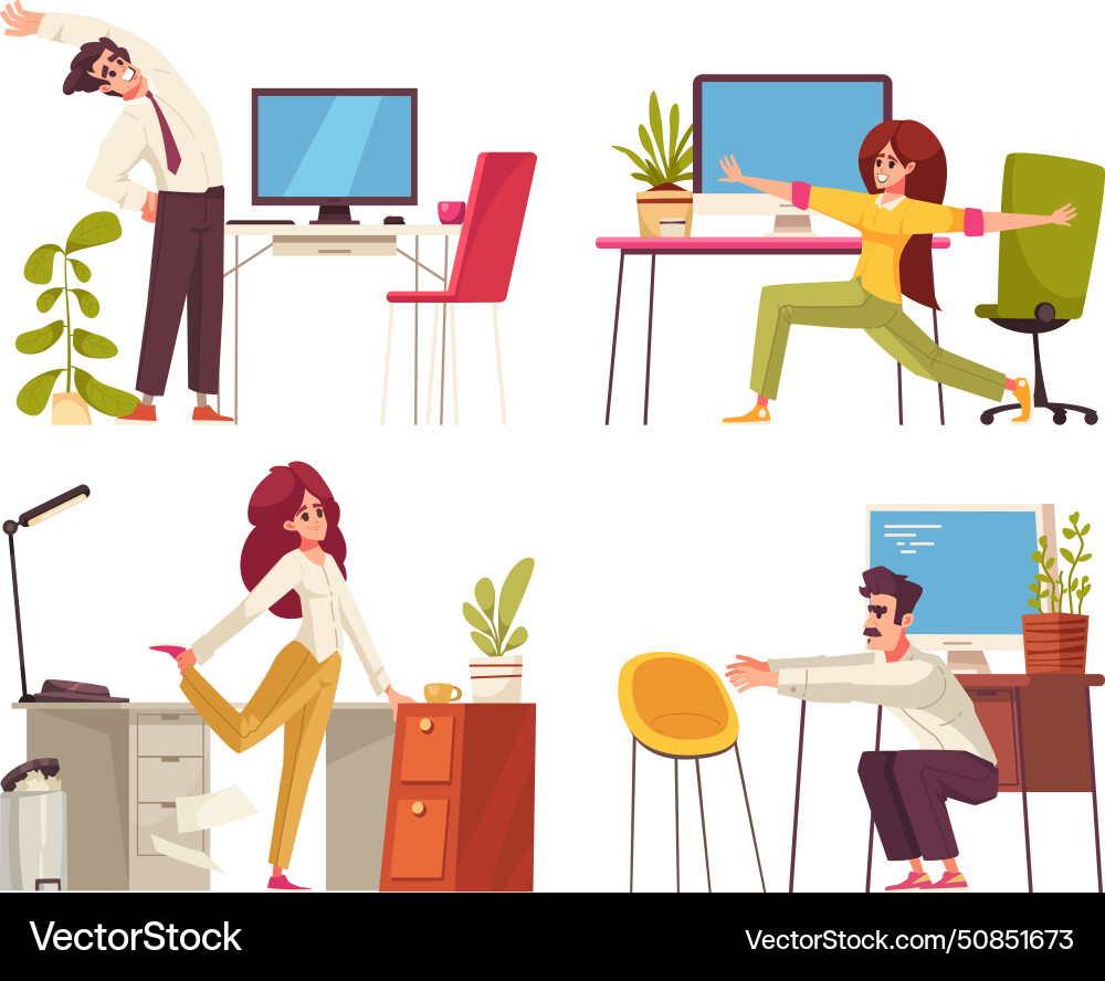 Workplace streches set Royalty Free Vector Image