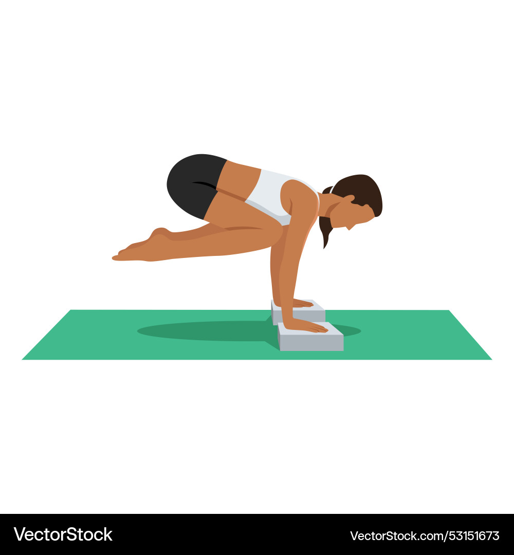 Young woman doing pendant pose block or lolasana Vector Image