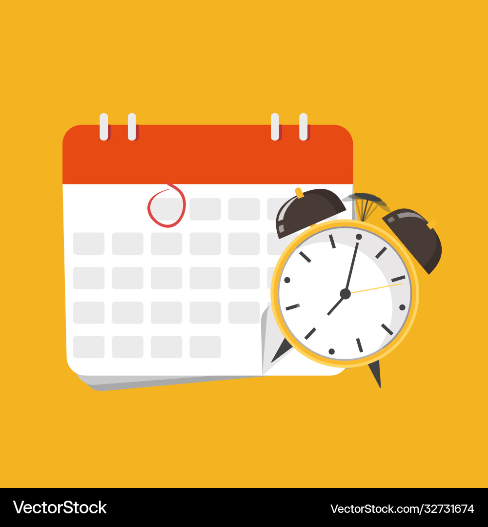 Alarm and calendar date time icon Royalty Free Vector Image