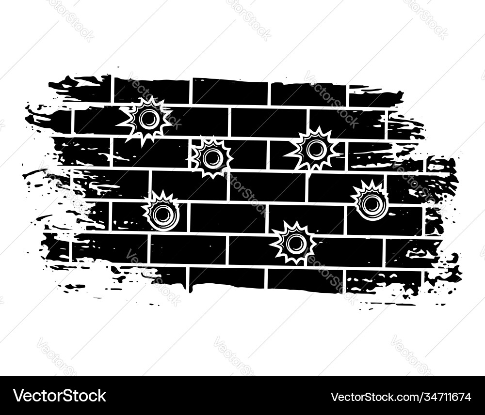Bullet holes on brick wall Royalty Free Vector Image