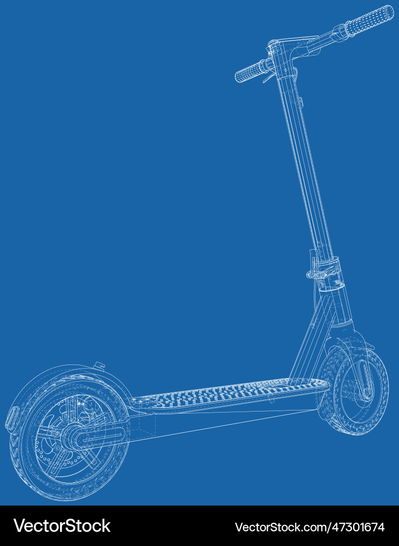 Electric scooter wire-frame Royalty Free Vector Image