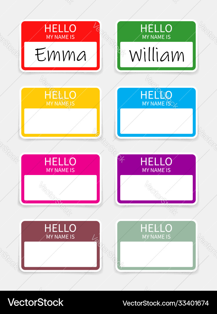 Hello Name Tag Sticker - Badge Template Royalty Free Vector
