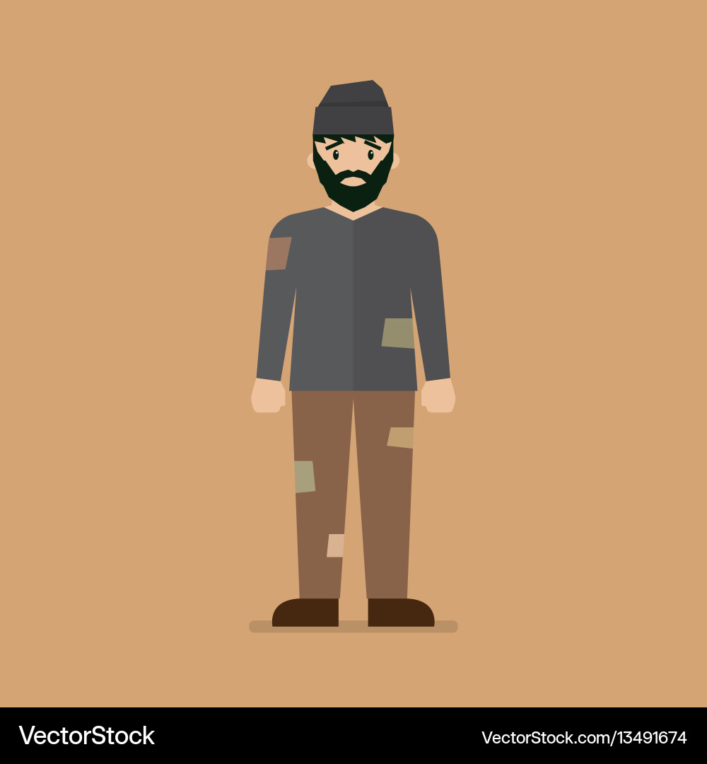 Homeless man character Royalty Free Vector Image