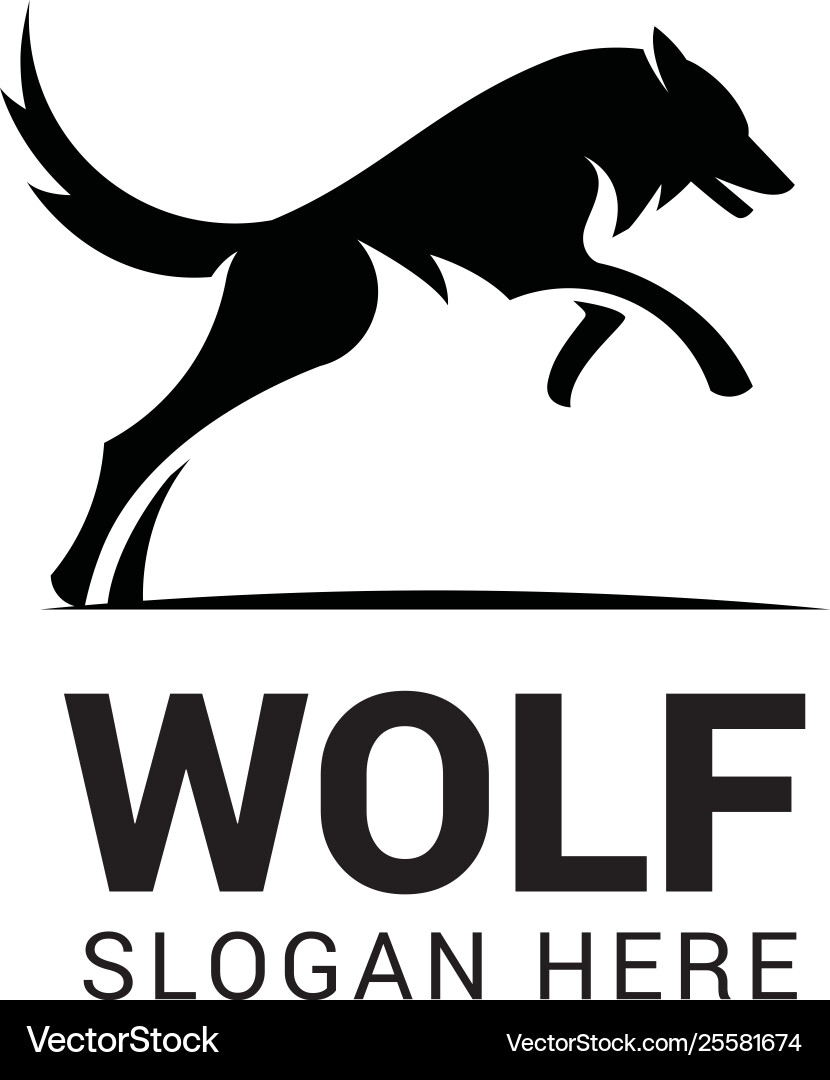 Jumping wolf logo template isolated on white Vector Image