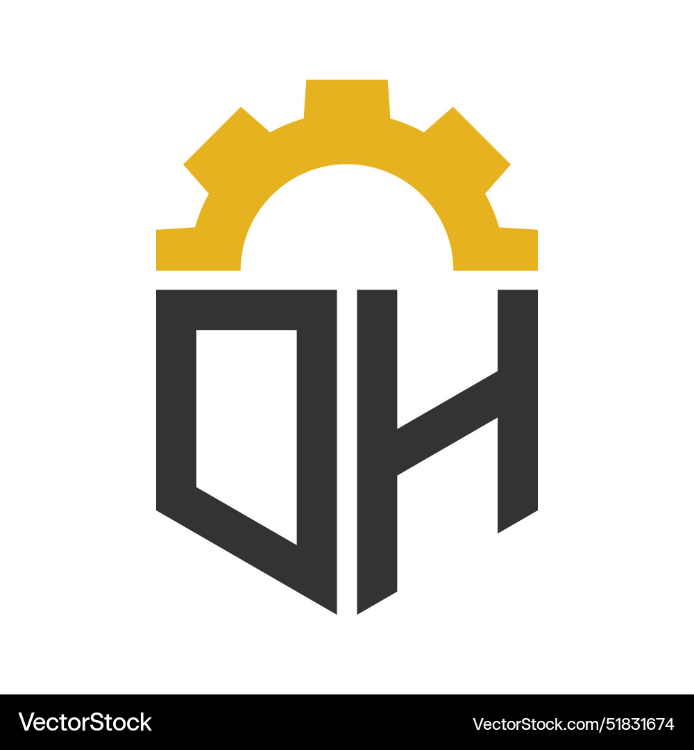 Letter dh gear logo design for service center Vector Image