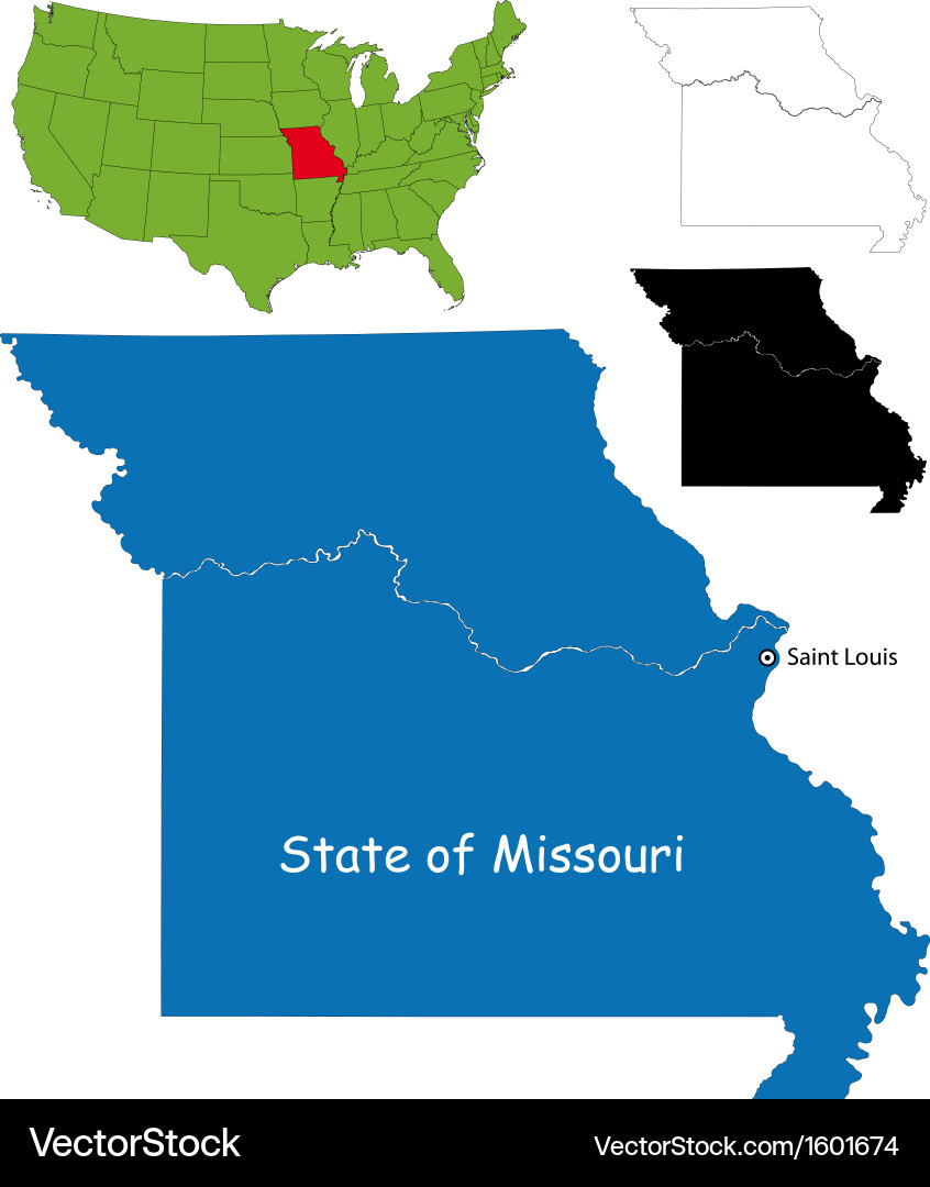 Missouri map Royalty Free Vector Image - VectorStock