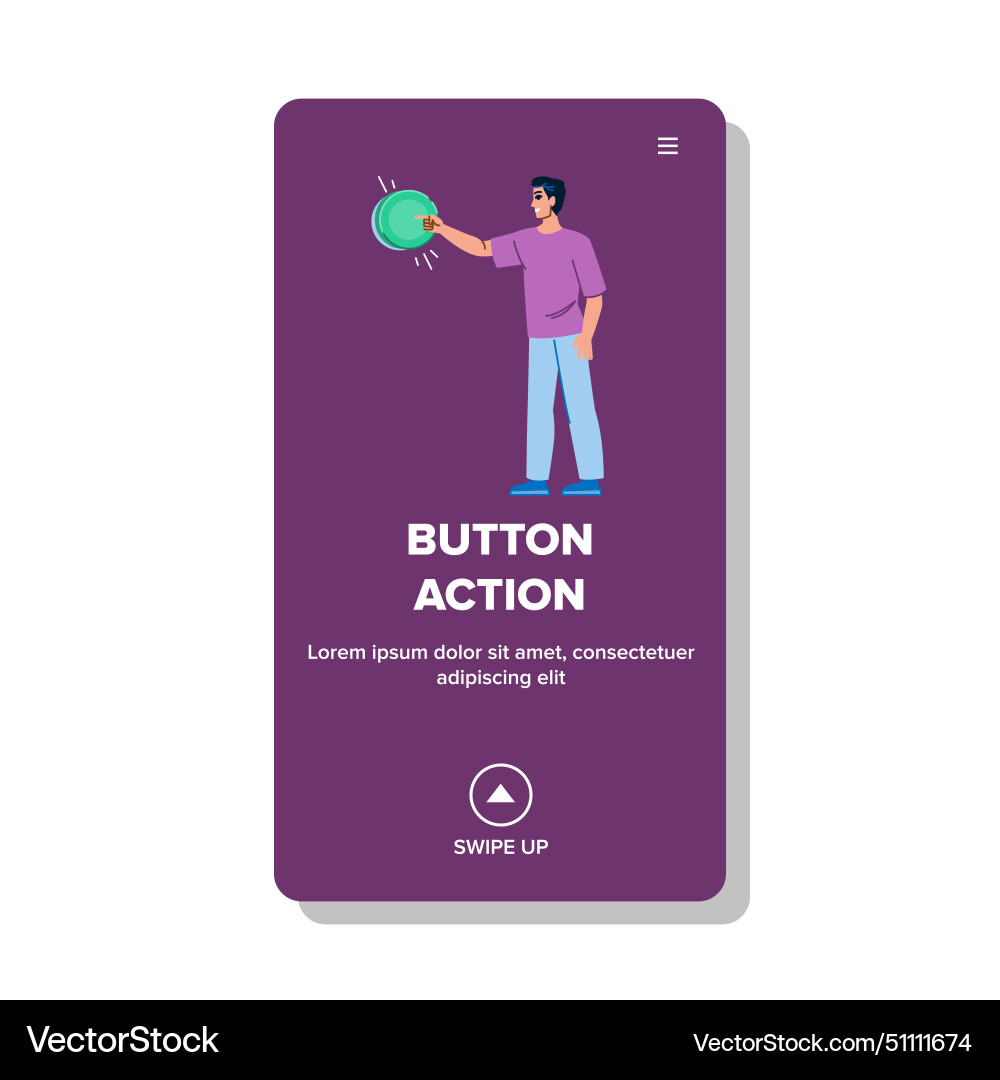 Press button action Royalty Free Vector Image - VectorStock