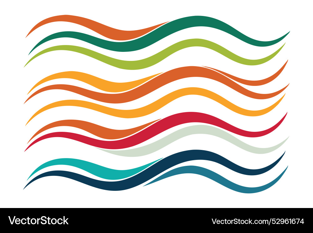 Various wavy lines in different colors Royalty Free Vector