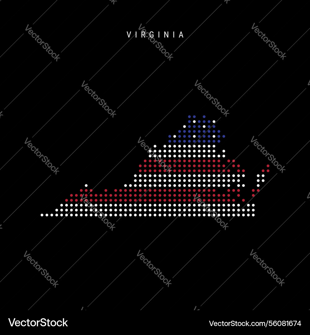 Virginia us state dot pixel map flat isolated Vector Image