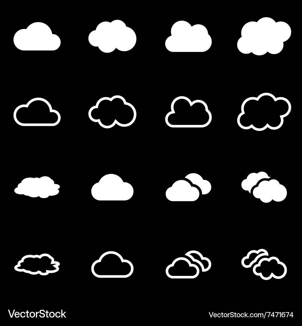 White Cloud-Icon-Set Lizenzfreies Vektorbild
