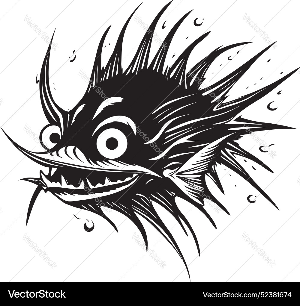 Wicked whiskers evil angler fish emblem vicious Vector Image