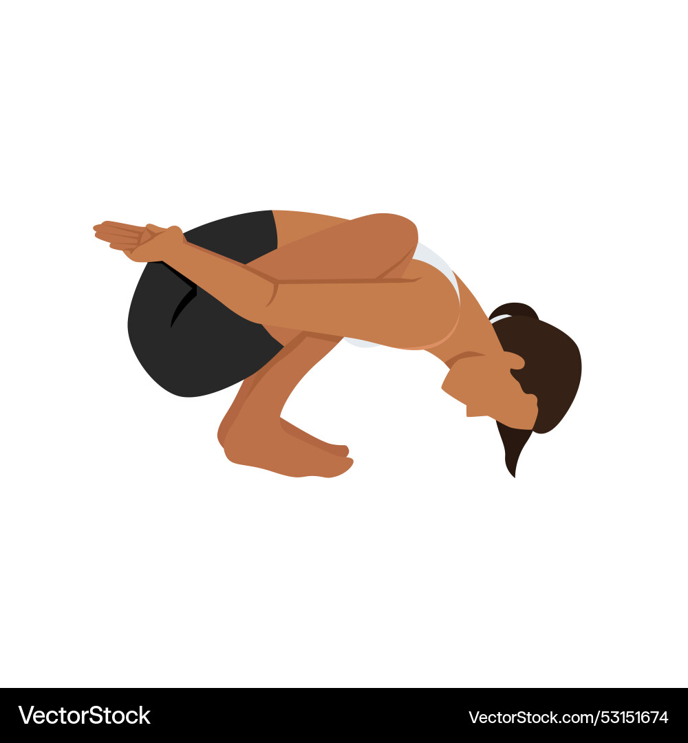 Young woman doing bound garland pose forward bend Vector Image