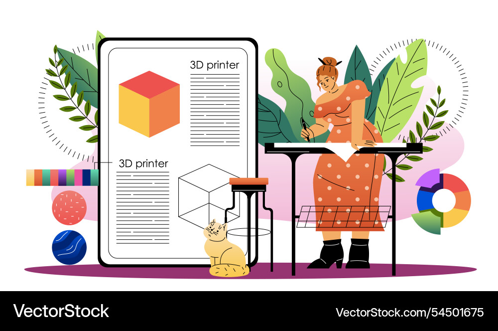 3d modeling concept woman graphic designer Vector Image