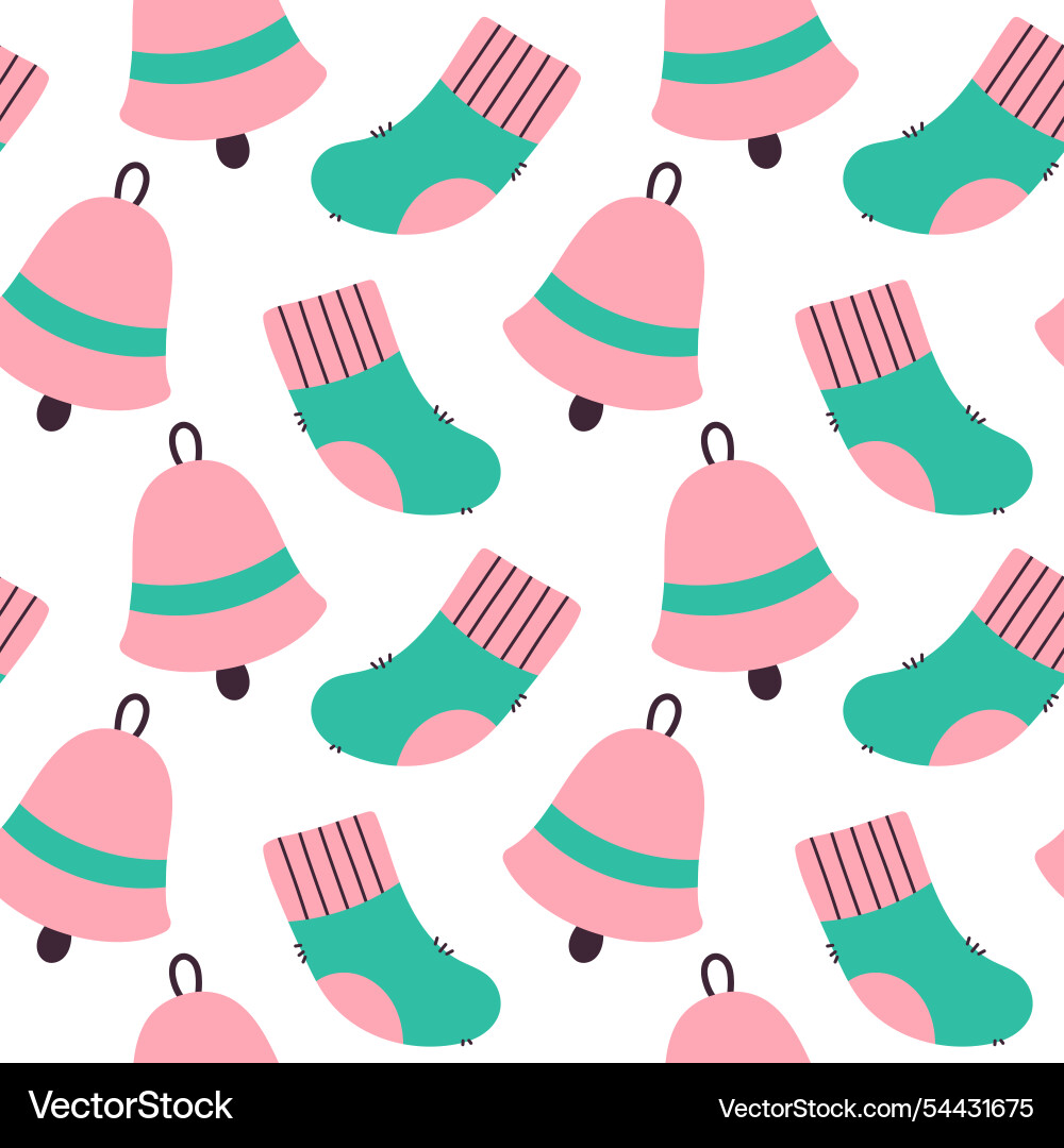 Christmas seamless pattern design with bell Vector Image