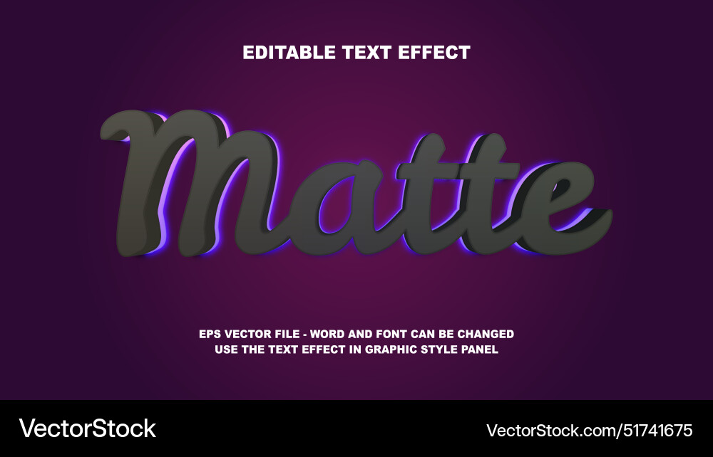 Editable text effect matte 3d template Royalty Free Vector