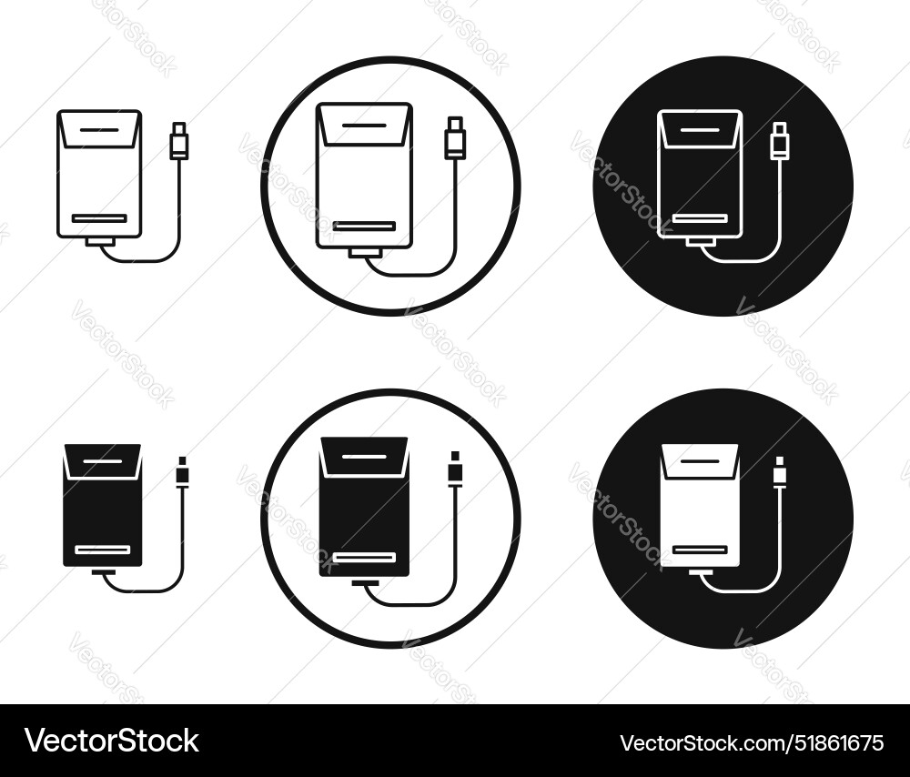 External hard drive icon set in black and white Vector Image