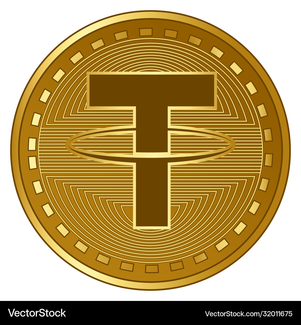 Futuristic Gold Tether Cryptocurrency Royalty Free Vector