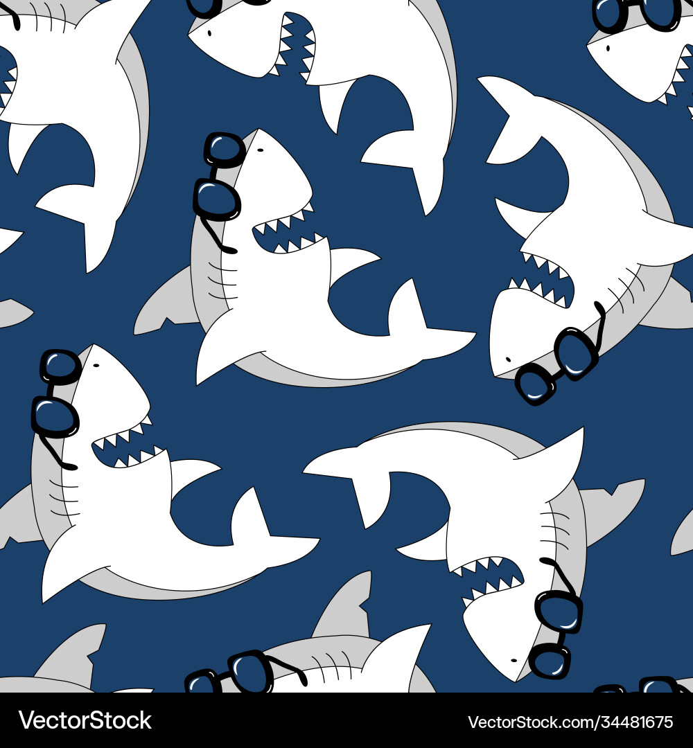 Hand drawing shark seamless print design Vector Image