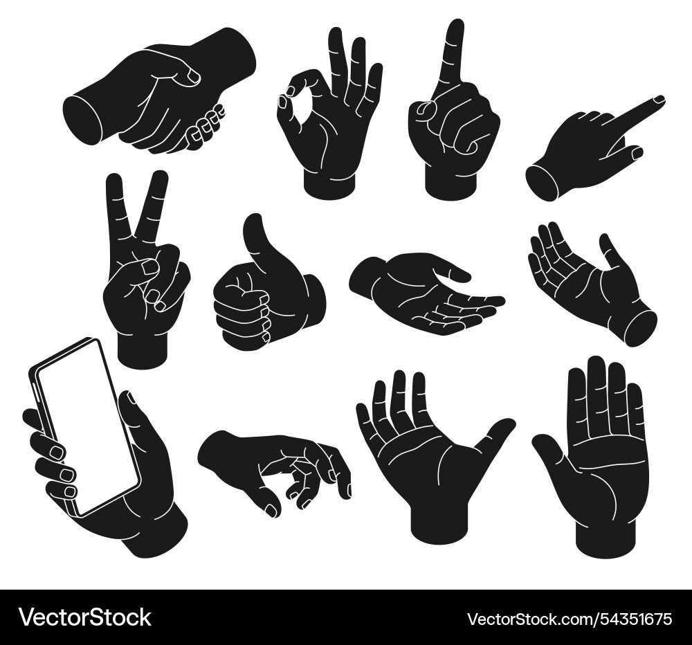 Handsymbol Zeichnung doodle line schwarz Farbe Vektorbild