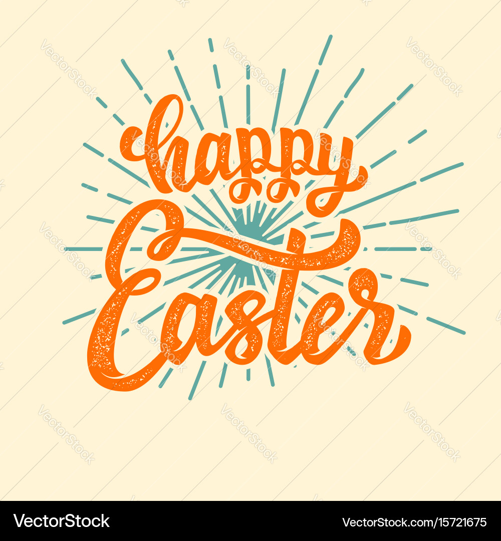 Happy easter hand drawn lettering phrase isolated Vector Image