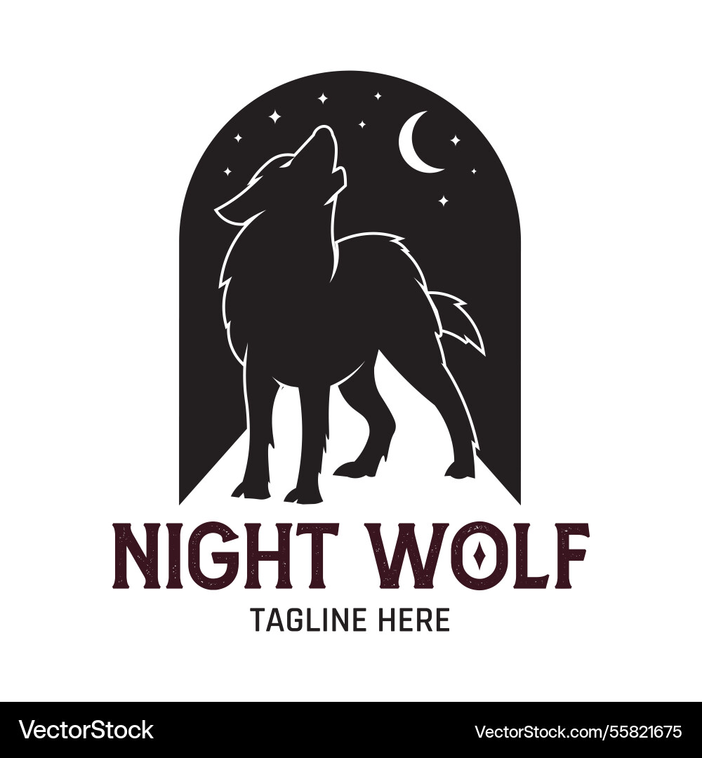 Howling wolf logo design Royalty Free Vector Image