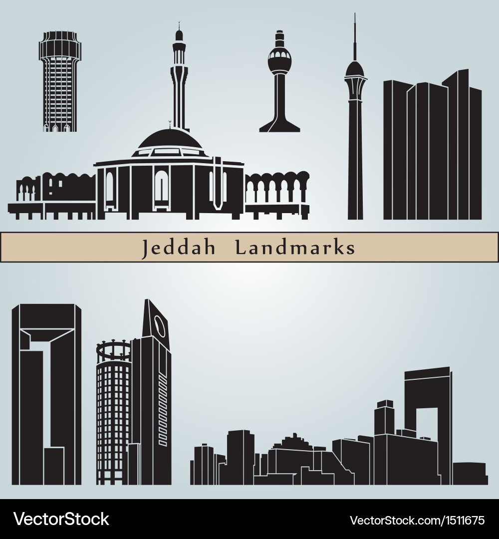 Jeddah landmarks and monuments Royalty Free Vector Image