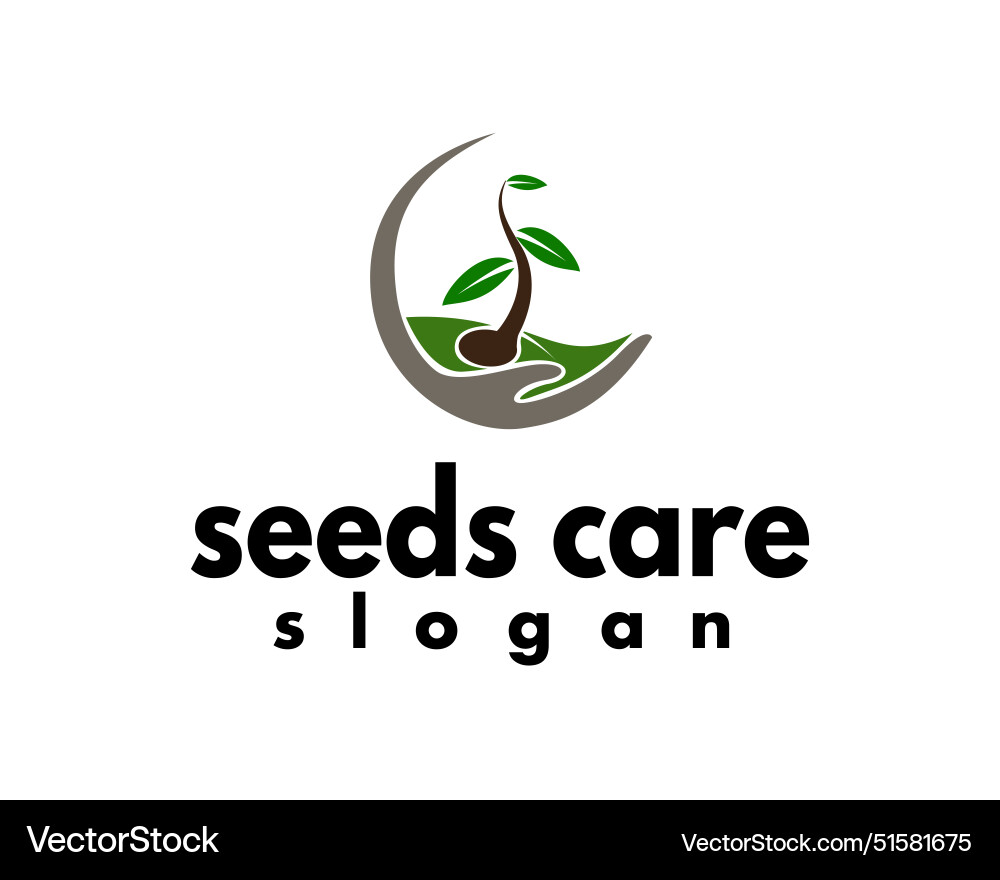 Seeds care logo design Royalty Free Vector Image
